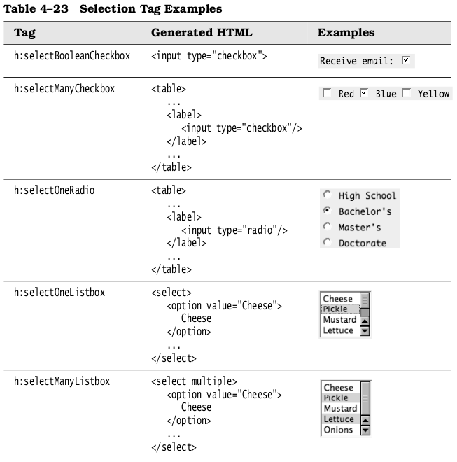 Jsf Input Tags